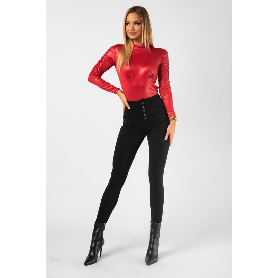 Latex hatású piros body - Bodyk