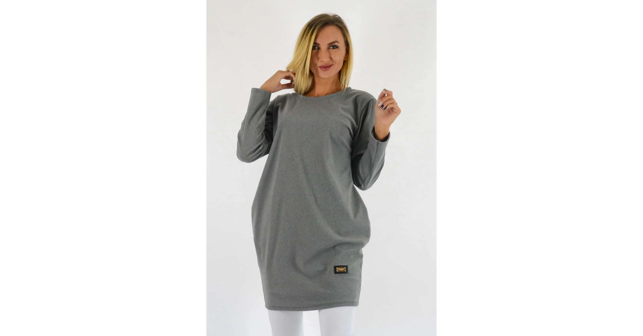 Plüss-polár hatású szürke ruha/tunika - Mini,midi ruhák