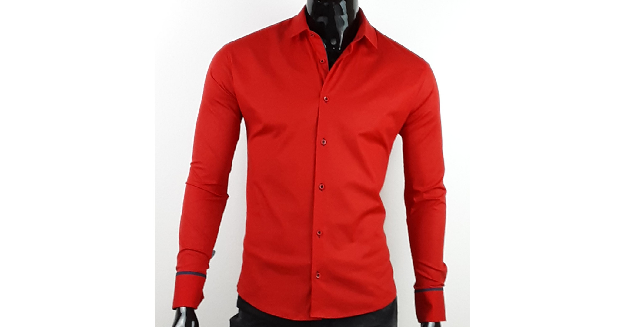 Piros slim fitt fazonú ing - Hosszú ujjú ingek
